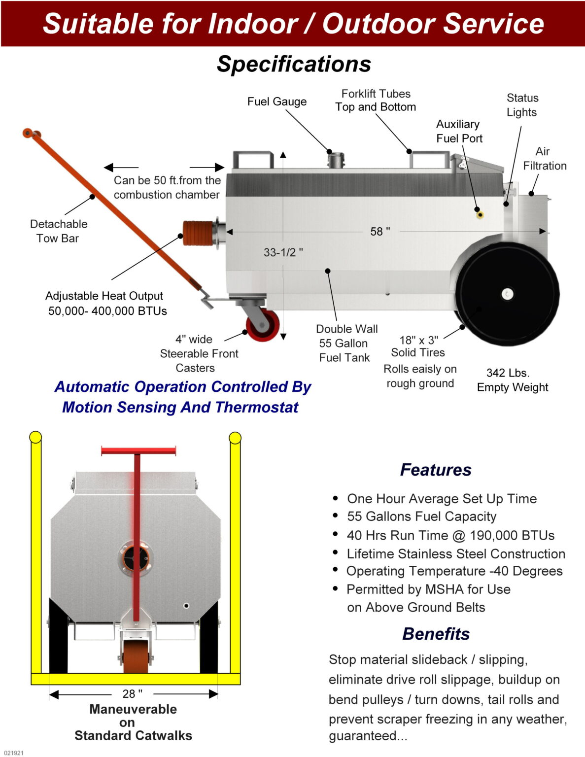 Model PH-400 F Portable Conveyor Belt Heater - Belt Heater